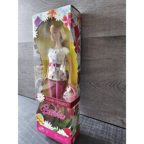 Mattel | Toys | Vtg 207 Barbie Easter Flowers Tulips Bunny Pink Basket ...